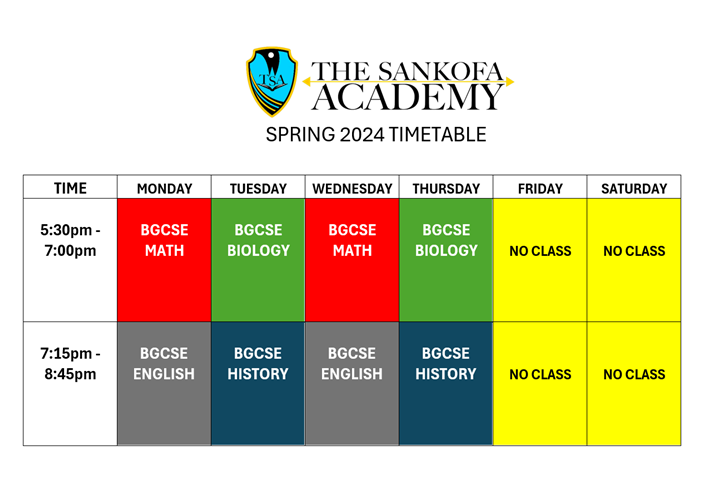 Online Campus / School Calendar : Sankofa Academy